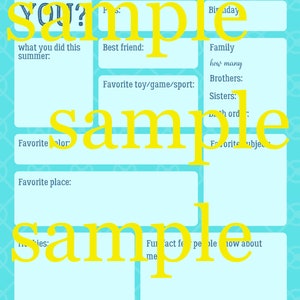 All About Me Student Introduction Sheet Beginning of School - Etsy