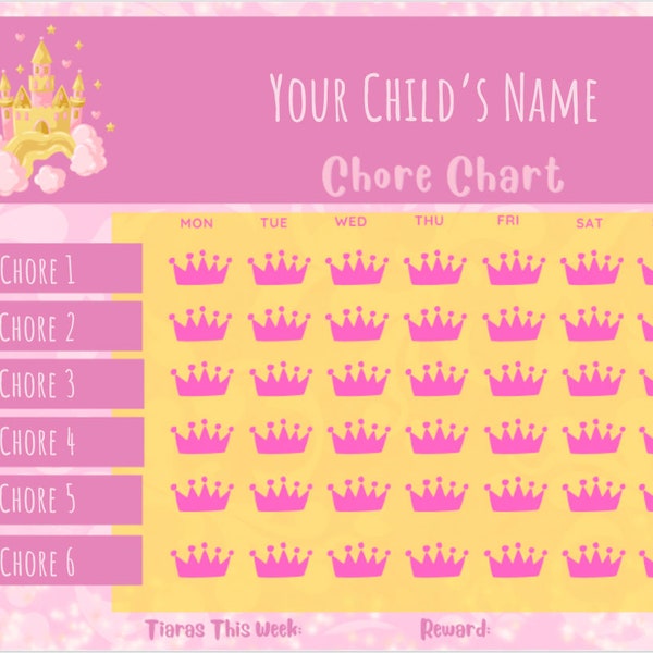 Princess Chore Chart - Etsy