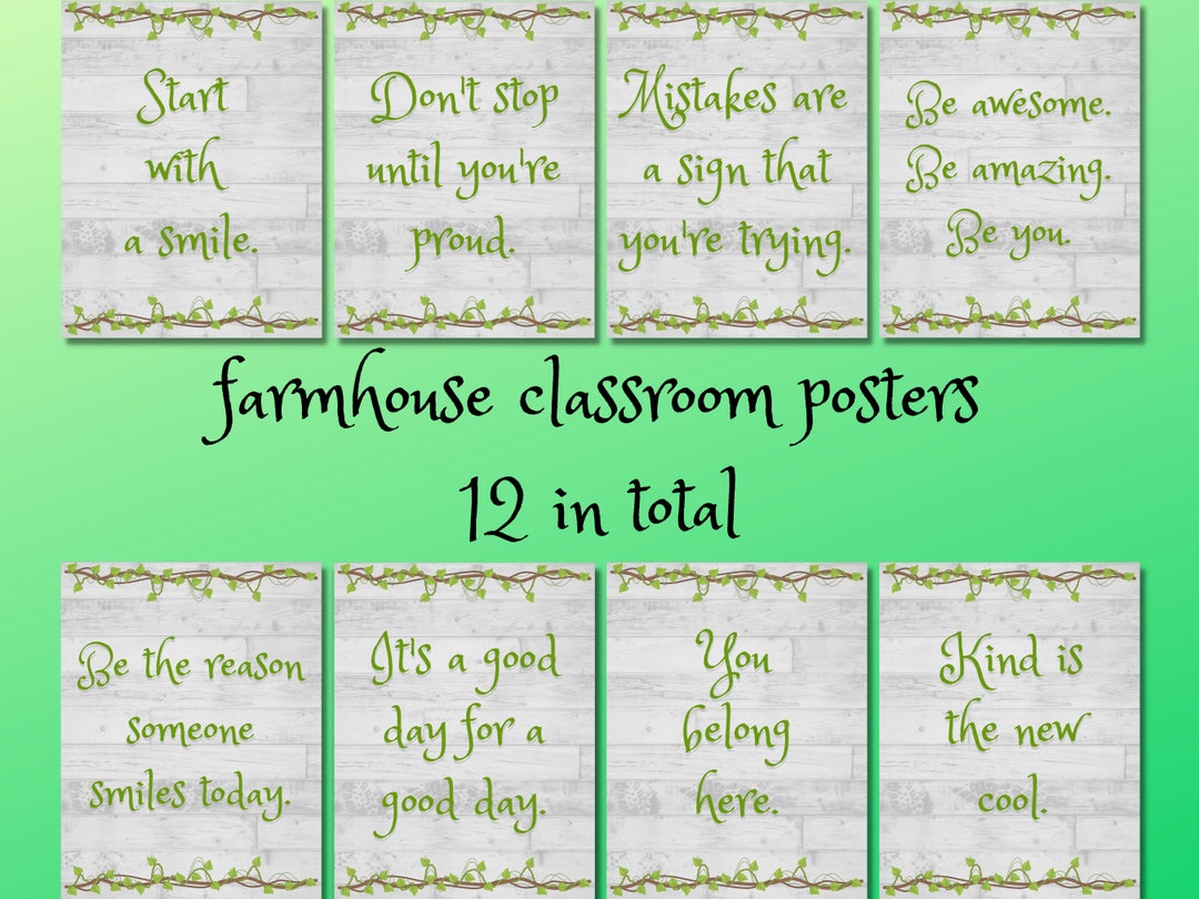 Farmhouse Classroom Posters | Set of 12 | Size 8.5x11 Inches ...