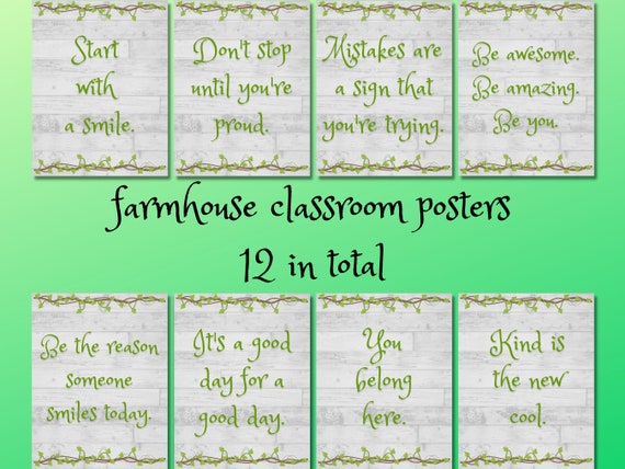 Farmhouse Classroom Posters Set of 12 Size 8.5x11 Inches - Etsy