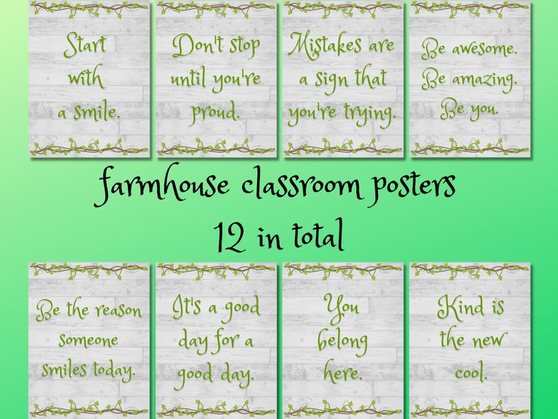 Farmhouse Classroom Posters | Set of 12 | Size 8.5x11 Inches ...