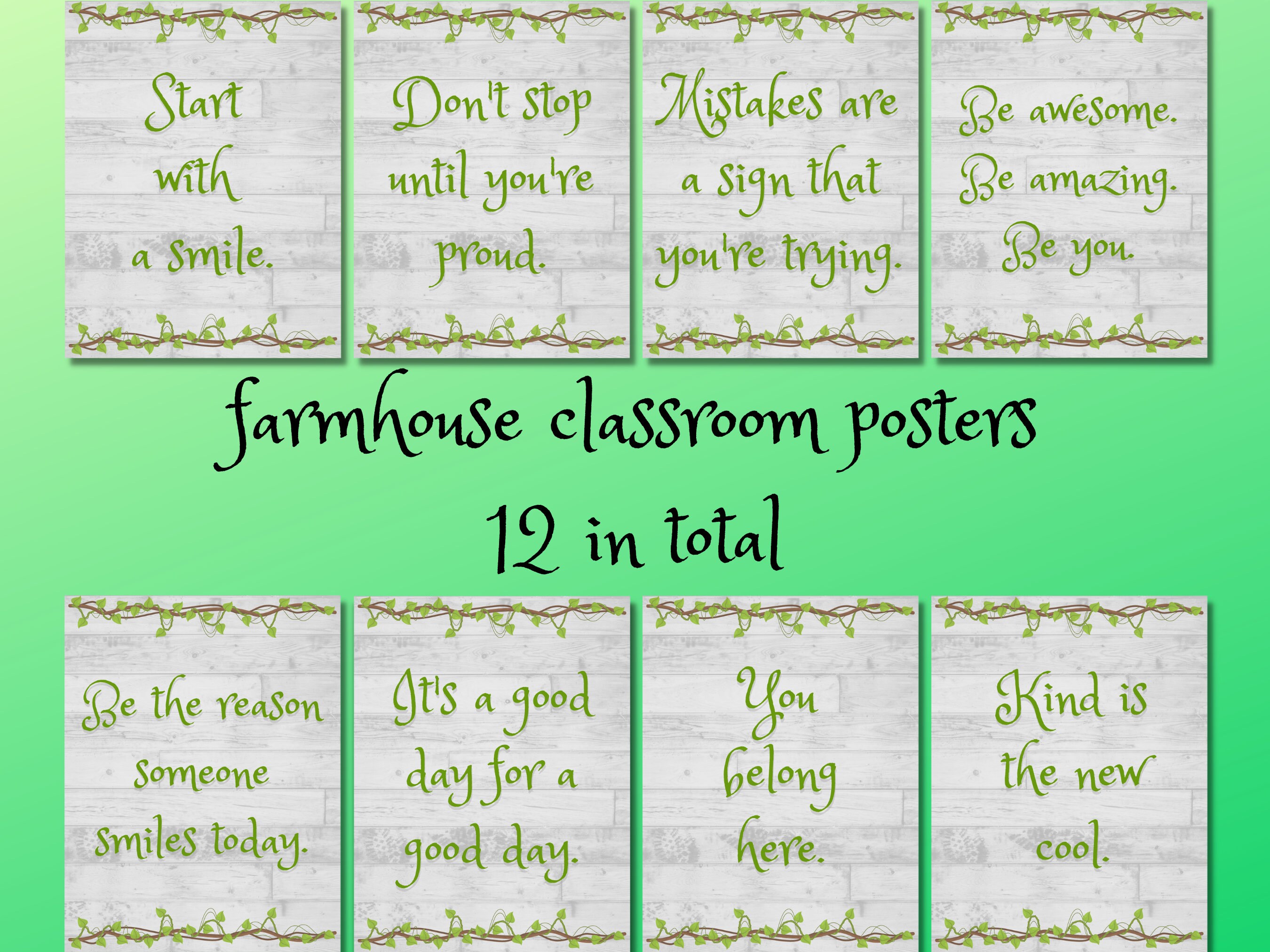 Farmhouse Classroom Posters | Set of 12 | Size 8.5x11 Inches ...