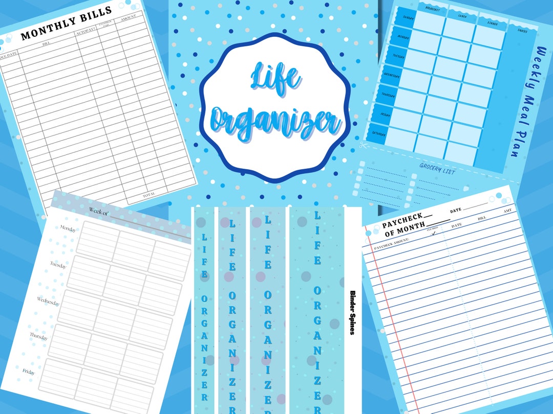 BLUE Life Organizer Kit | Budget | Chores | Meal Plan | Calendars ...