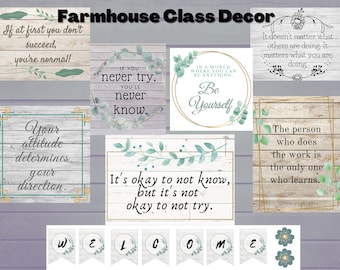 Printable Farmhouse Decor Chalk & Burlap Classroom - Etsy