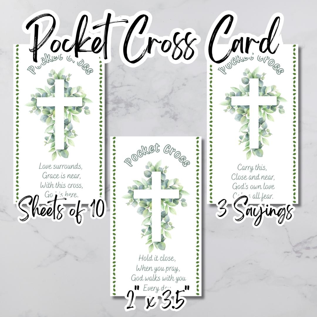 Pocket Cross Card Template With Inspirational Poems Christian ...