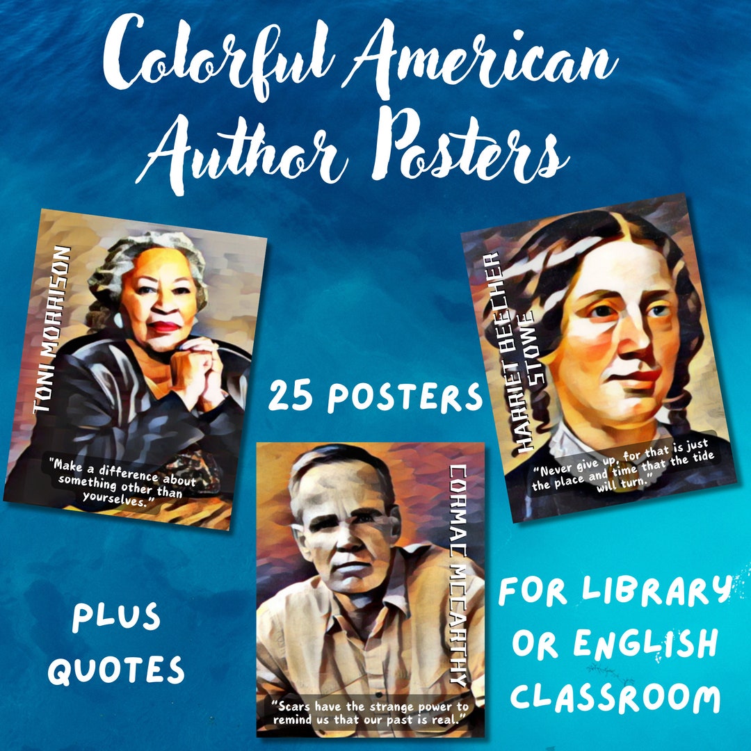 Colorful Author Posters for English Classroom | American Authors | 8 ...