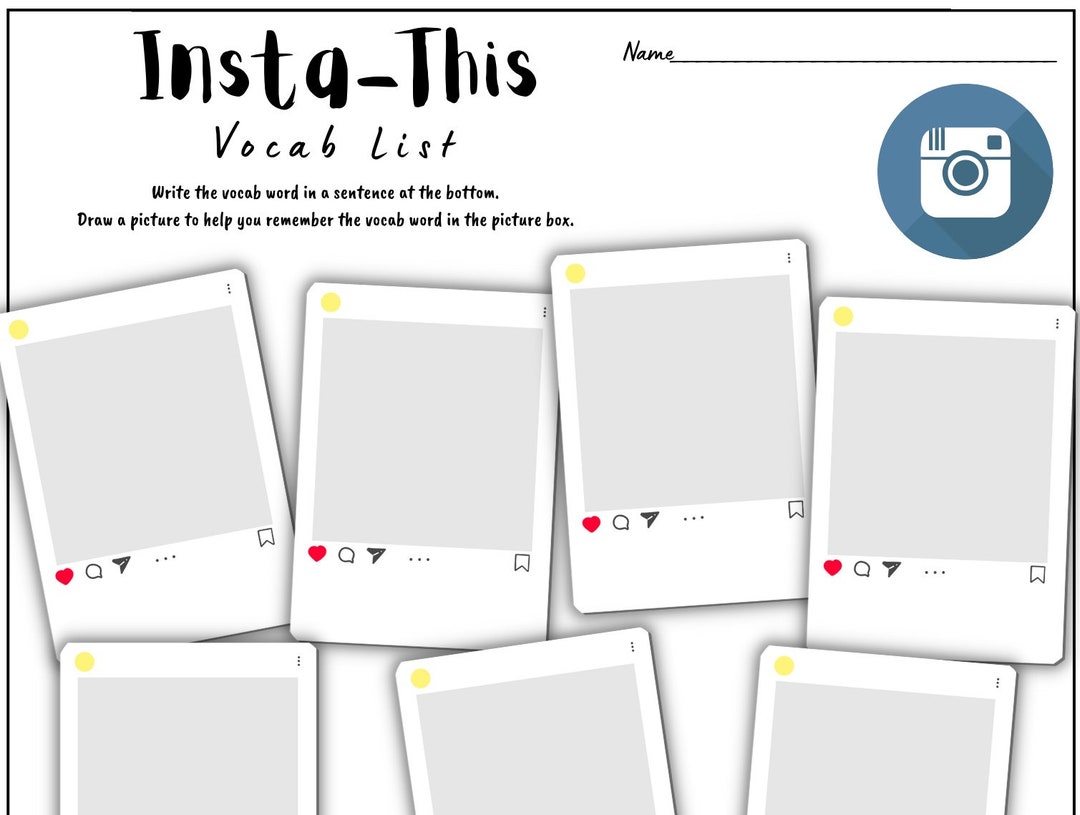 Insta-this Vocabulary Activity for Students | Instagram | Sentences ...
