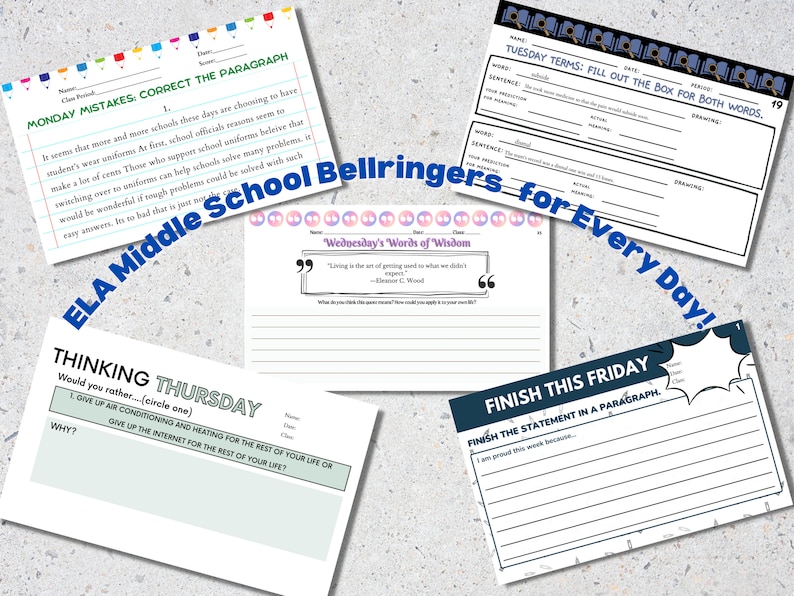 English Language Arts Bellringers for the Entire Year | Perfect for ...