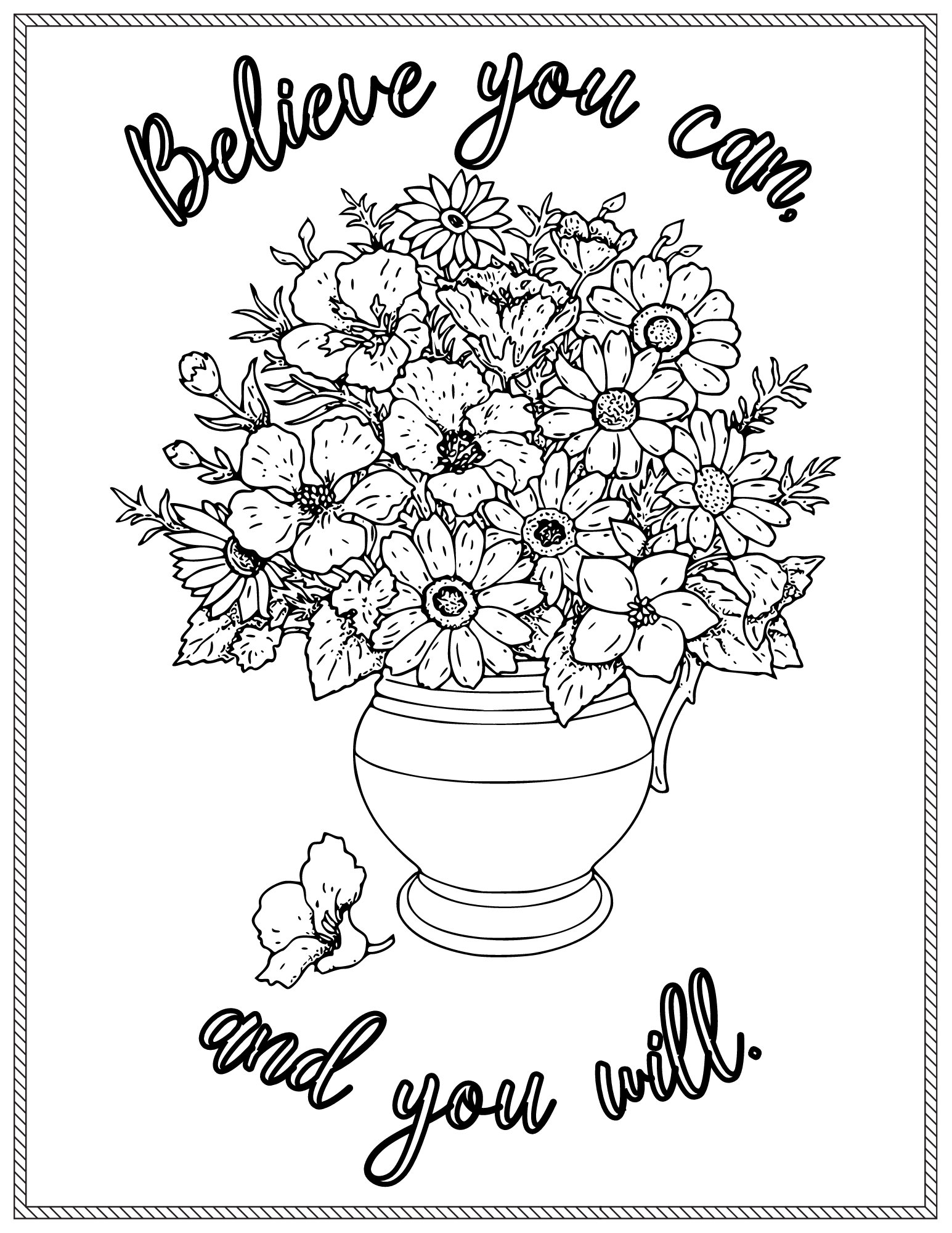 Inspirational Quotes Coloring Book | Flowers | Positive Mindset | 20 ...