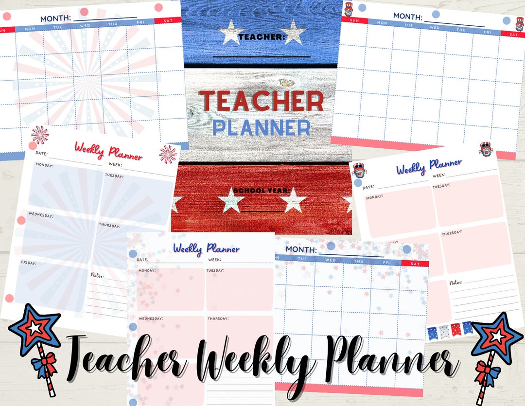 Patriotic Weekly Teacher Planner--great for Middle or High School ...