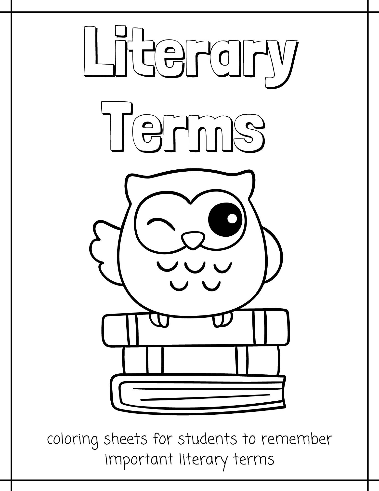 Literary Terms Coloring Sheets-perfect for Elementary or Middle School ...