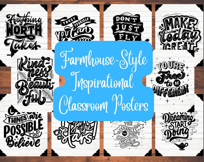 Teach Love Inspire Poster Farmhouse Classroom Chalkboard Rustic Teacher ...