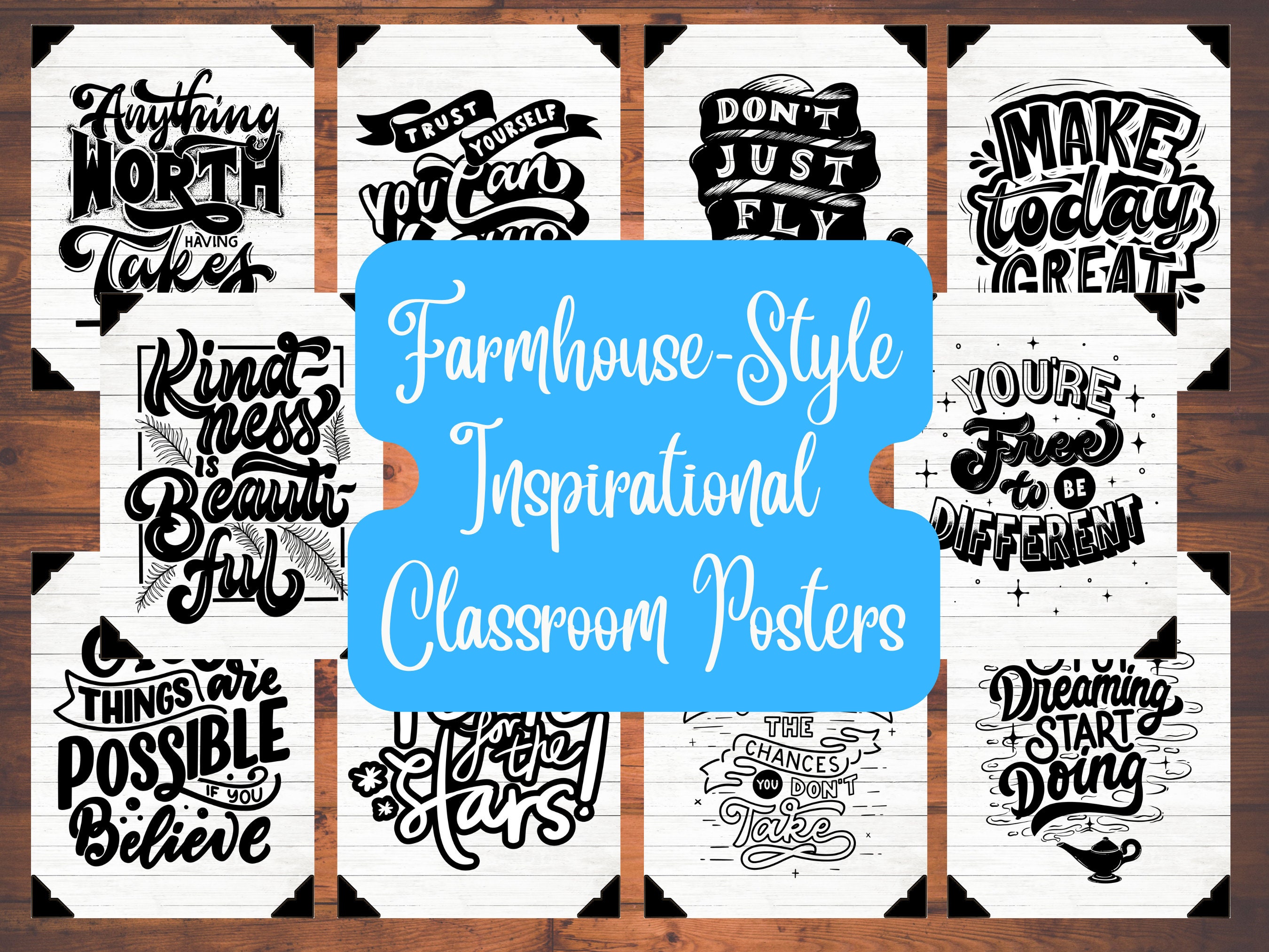 Farmhouse Classroom Posters Set of 10 Size 8.5x11 Inches Shiplap ...