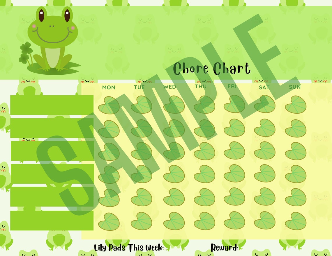 Frog Child's Chore Chart Editable Frogs Chores - Etsy