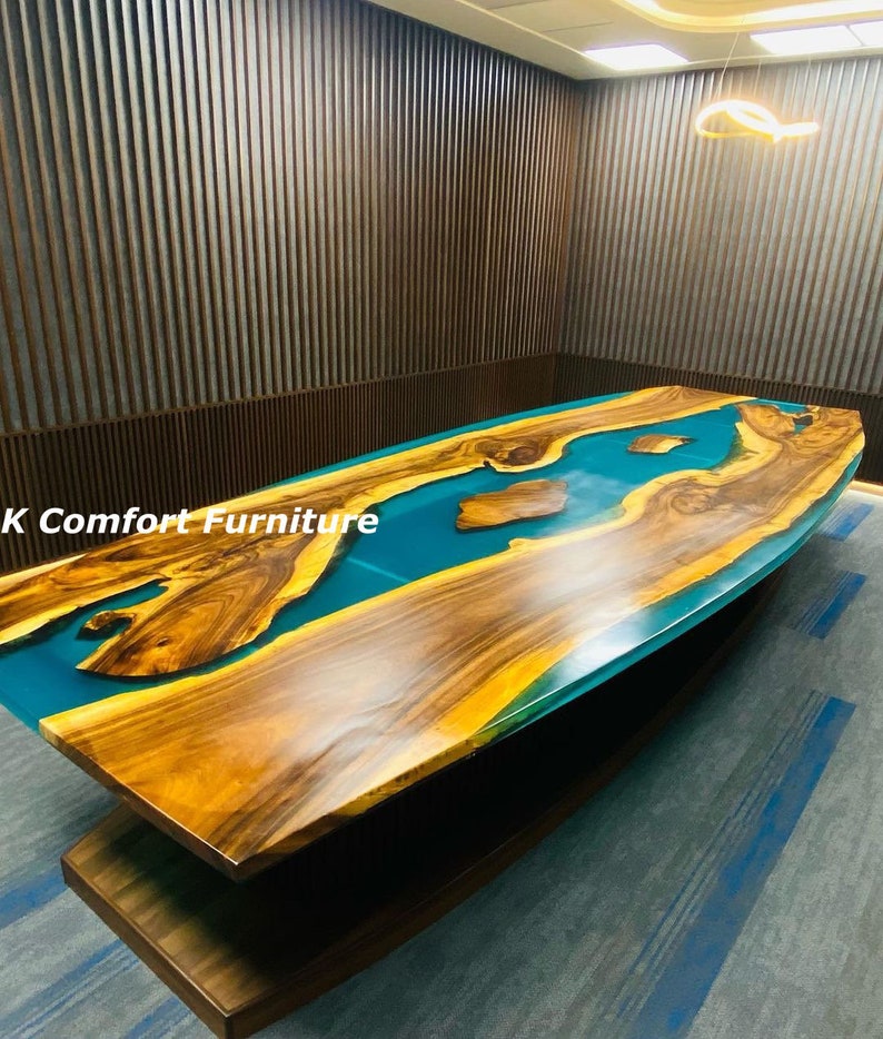 Blue Epoxy Table , Live Edge Wood Table, Epoxy Ocean River , Natural ...