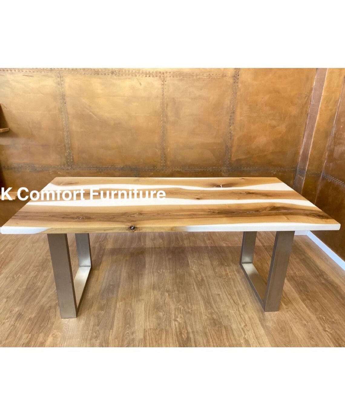 White Epoxy Table, Live Edge Wooden Table, Epoxy River , Natural Wood ...