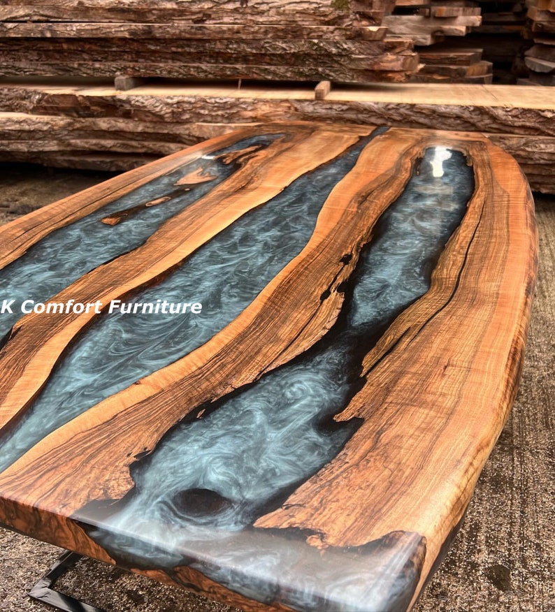 Epoxy Wooden Table / Live Edge Table /epoxy Ocean River Table / Natural ...