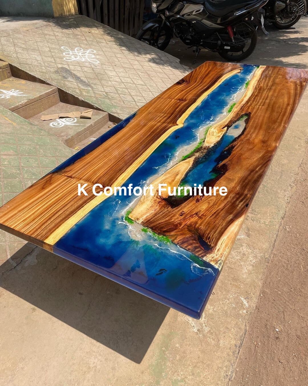 Ocean Dining Table, Live Edge Wooden Table , Epoxy Ocean River Table ...
