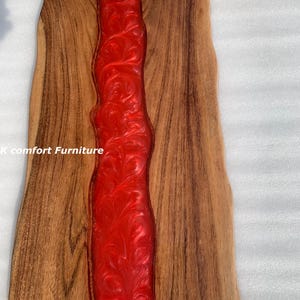 Red Epoxy Table Top/ Live Edge Table/ Epoxy Ocean River Table/ Natural ...