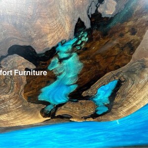 Blue Waves Epoxy Table/ Live Edge Wooden Table/ Epoxy Ocean River Table ...