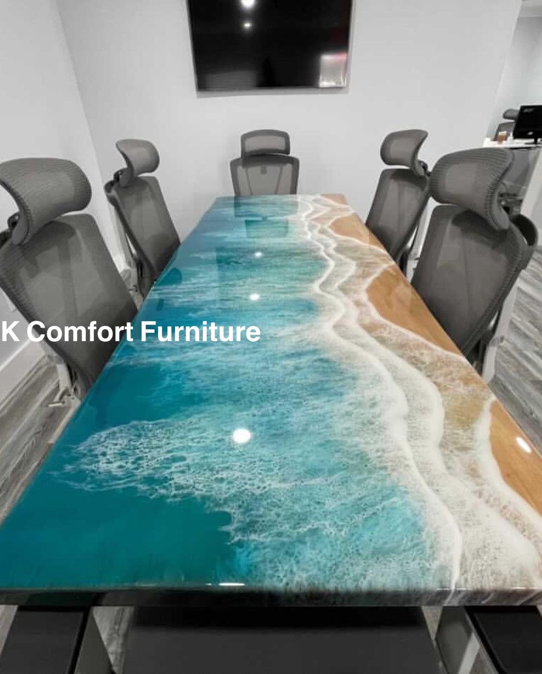 Sea Waves Epoxy Table / Live Edge Wooden Table / Epoxy Waves Table ...