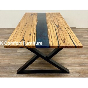 Blue Epoxy Table, Live Edge Wooden Table, Epoxy River Table , Natural ...