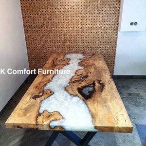 Epoxy Ocean Table / Live Edge Table/ Sea Ocean Table / Natural Wood ...