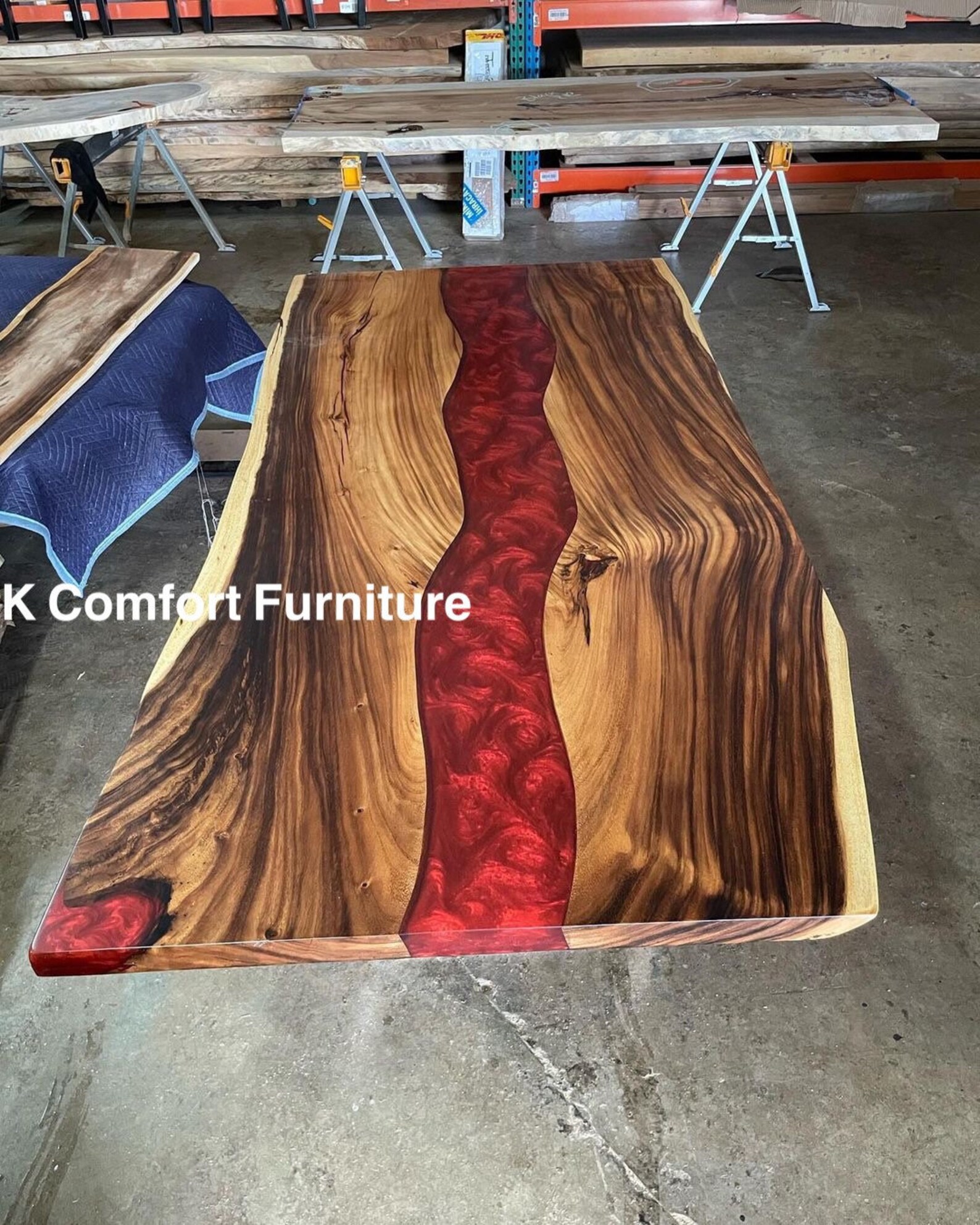 Luxury Red Epoxy Table / Live Edge Wooden Table / Epoxy River Table ...