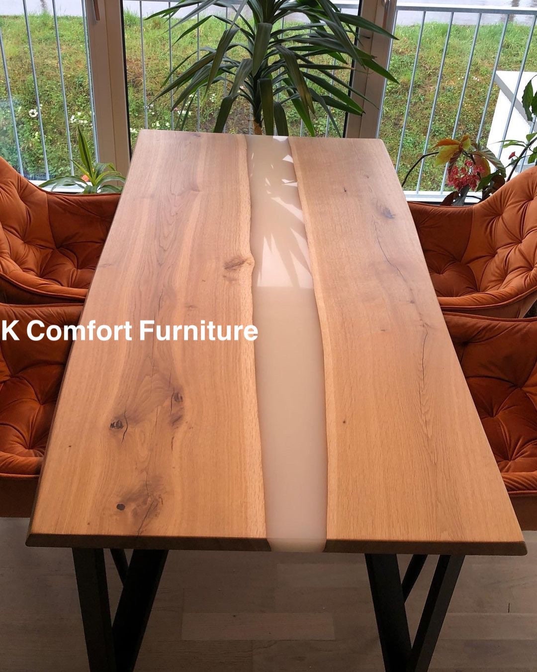 White Epoxy Wood Table, Live Edge Wooden Table, Epoxy River Table ...