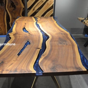 Blue Luxuary Epoxy Table, Live Edge Table , Epoxy Ocean River ,natural ...