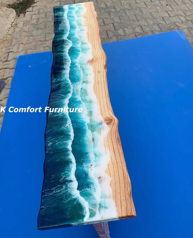Beach Waves Epoxy Table Live Edge Table Sea Ocean Table - Etsy