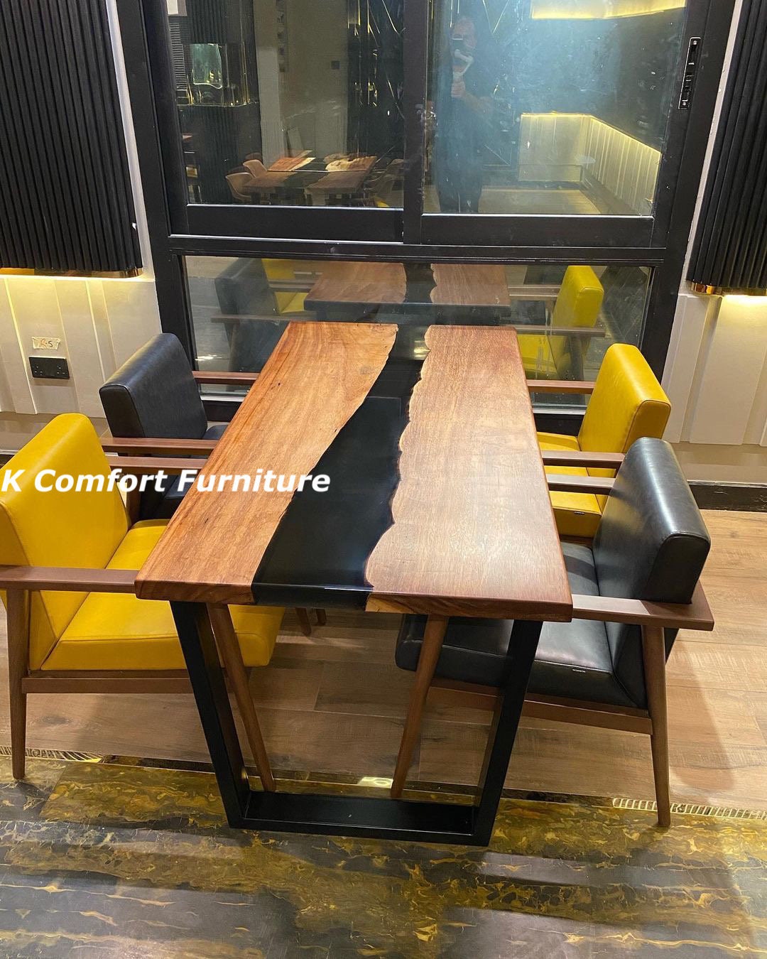 Black Epoxy River Table, Live Edge Table , Ocean River Table, Natural ...