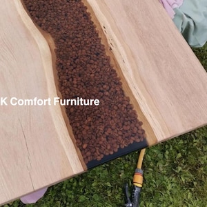 Coffee Beans Epoxy Table, Live Edge Table, Epoxy Ocean River , Natural ...