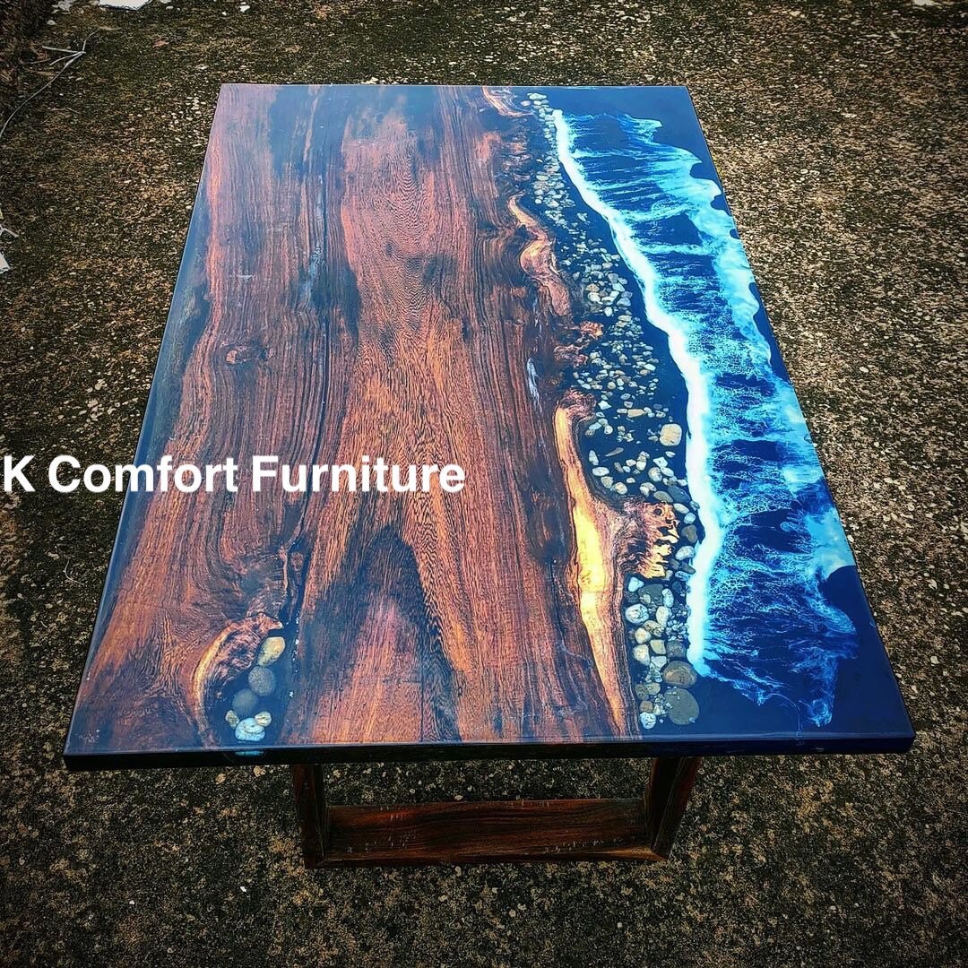 Sea Waves Epoxy Table, Live Edge Table , Epoxy Ocean River ,natural ...