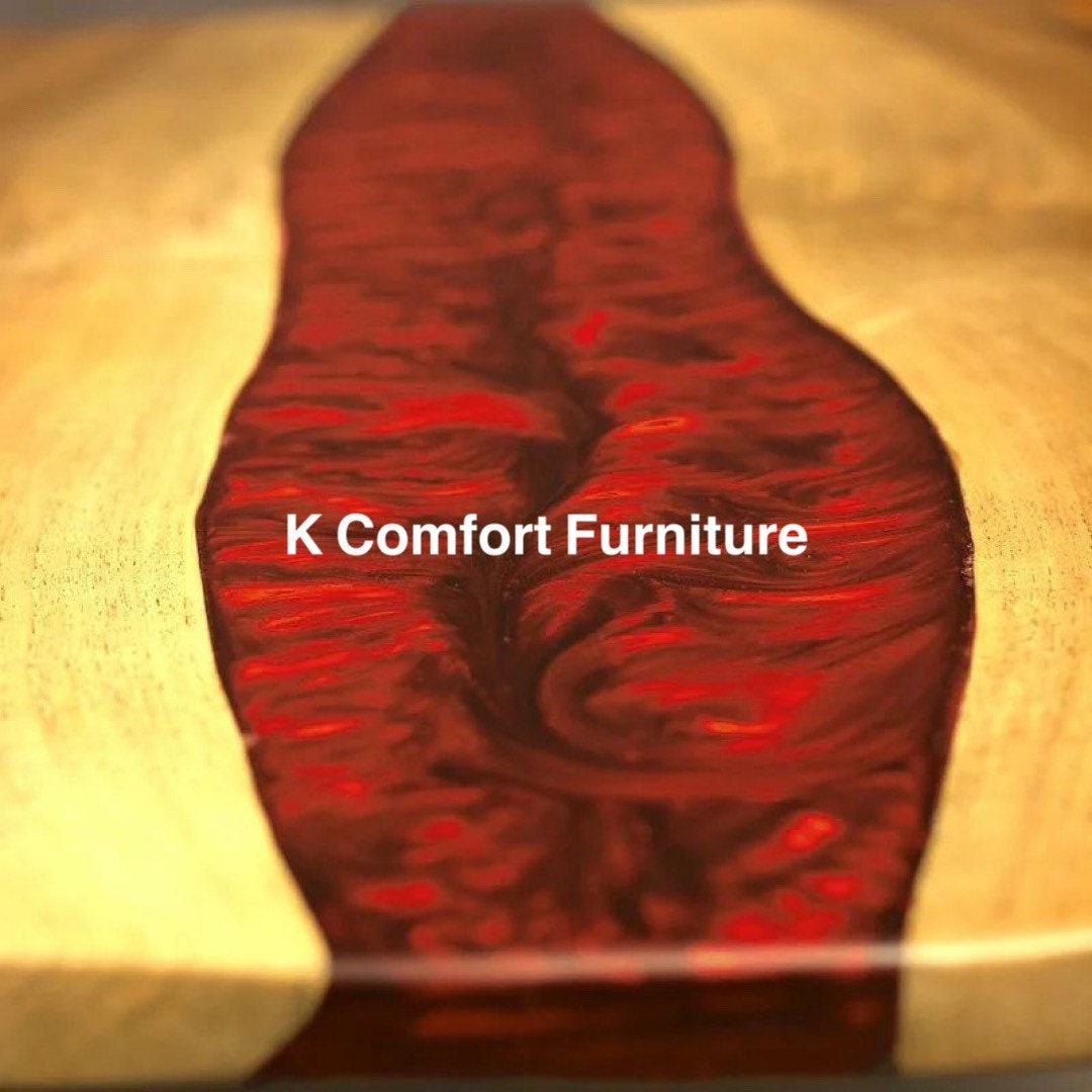 Red Epoxy Table , Live Edge Table, Epoxy Ocean River Table , Natural ...