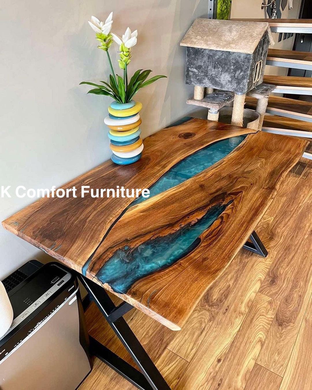 Luxus Blauer Esstisch Epoxy Tisch / Live Edge Tisch / Epoxy Ocean River ...