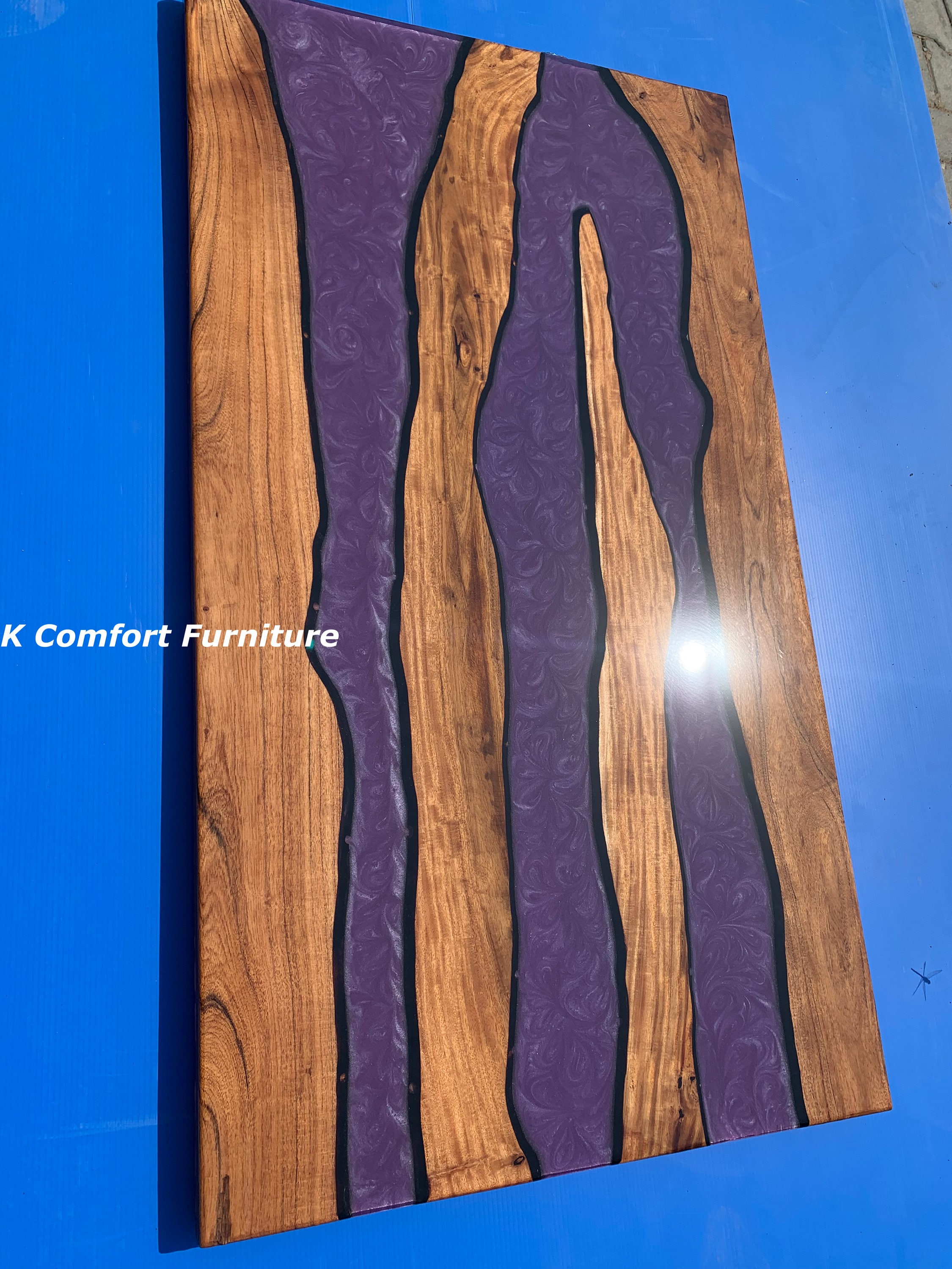 Purple Epoxy Table / Live Edge Table / Epoxy Ocean River / Natural Wood ...