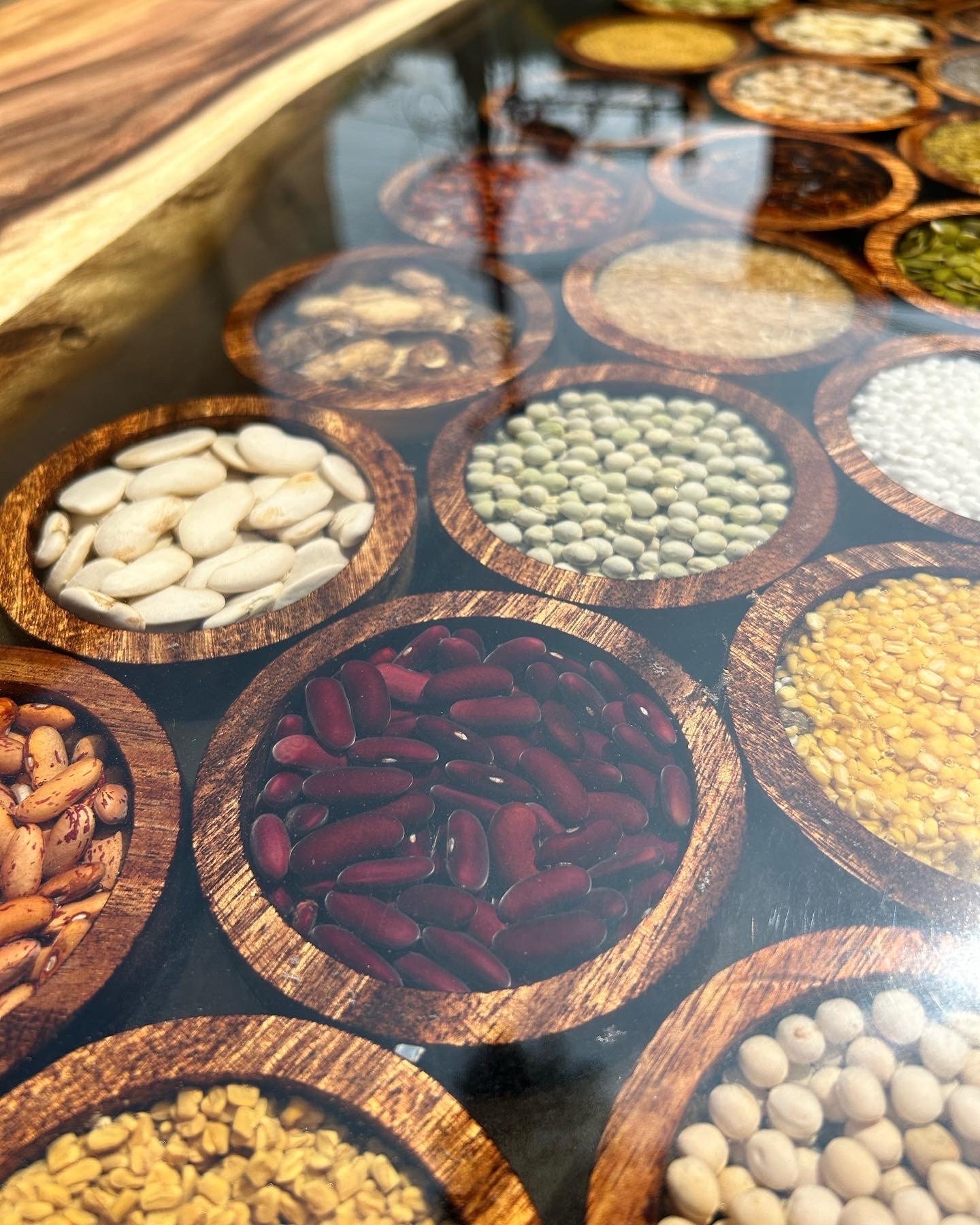 Spices Dry Fruits Resintable / Live Edge Wooden Table/ Acacia Wood ...