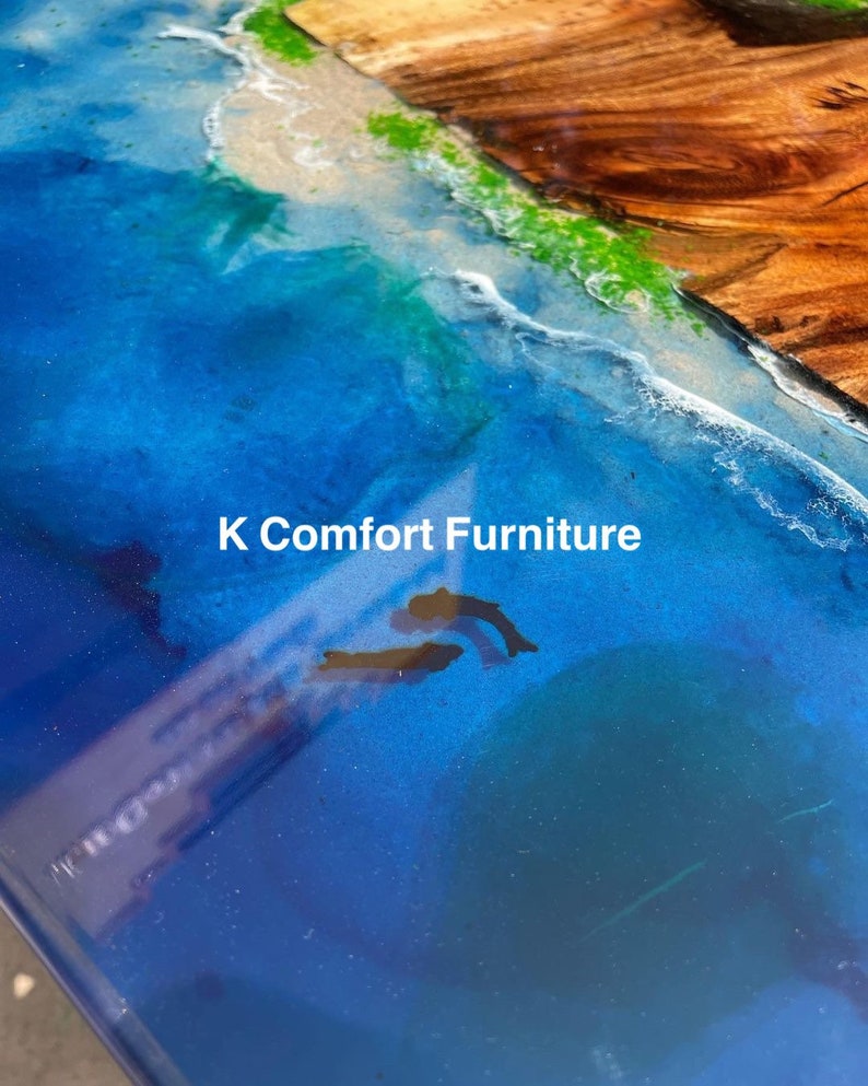 Ocean Dining Table, Live Edge Wooden Table , Epoxy Ocean River Table ...