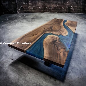 Luxuary Blue Epoxy Table / Live Edge Table /epoxy Ocean River Table ...