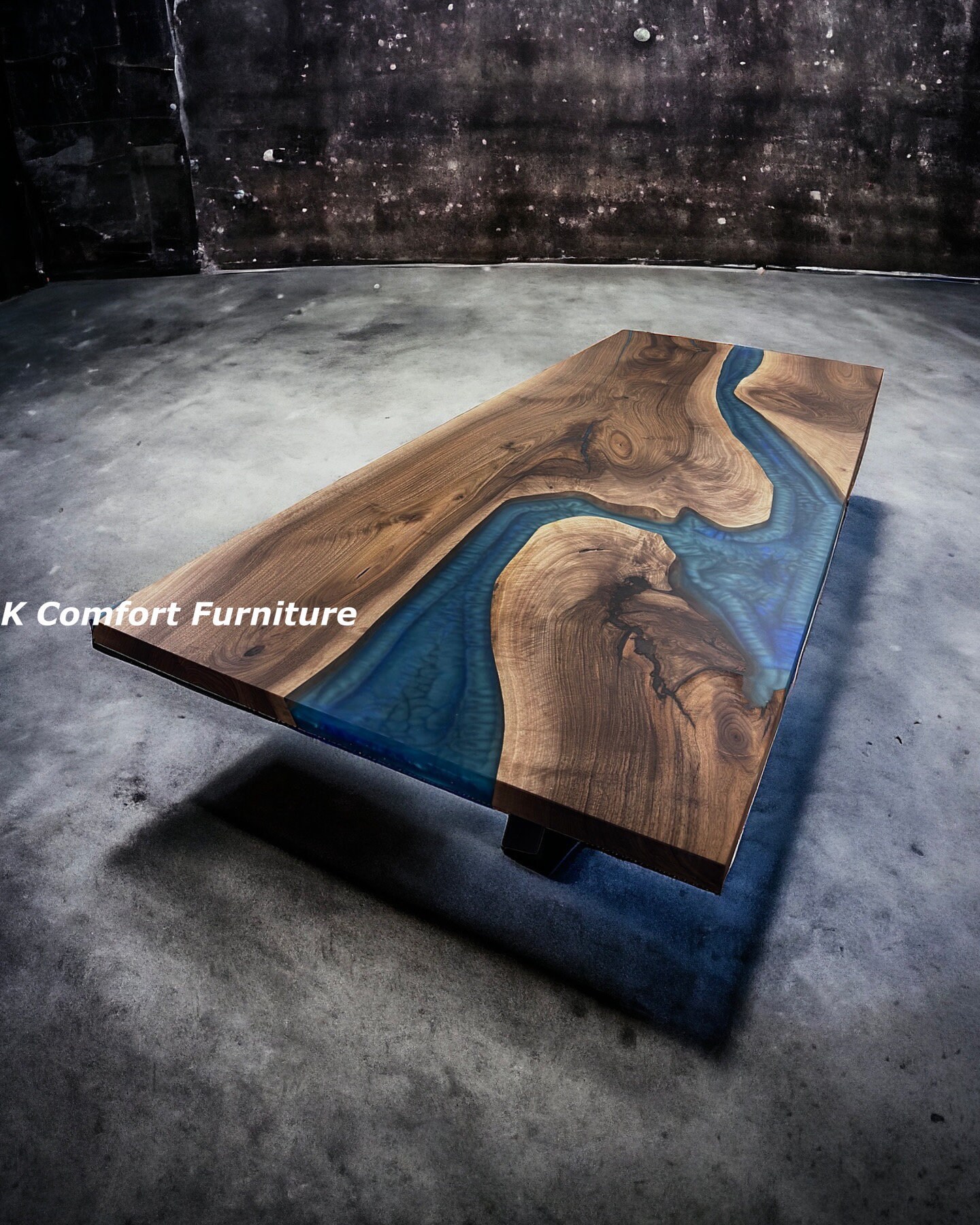 Luxuary Blue Epoxy Table / Live Edge Table /epoxy Ocean River Table ...