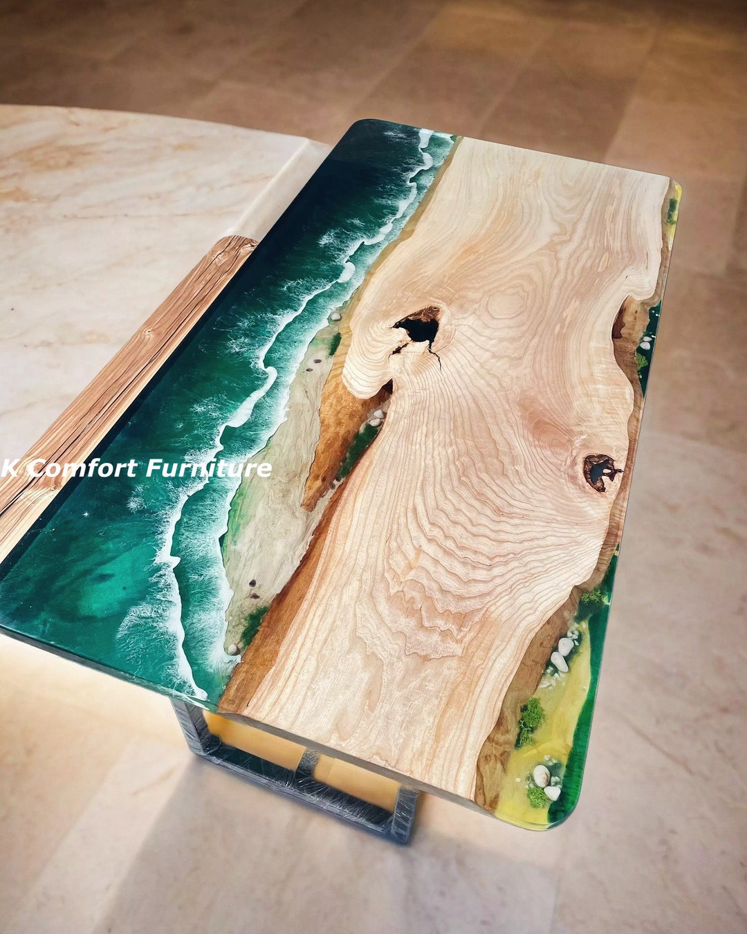 Ocean Epoxy River Table/live Edge Table/ocean River Table/natural Wood ...