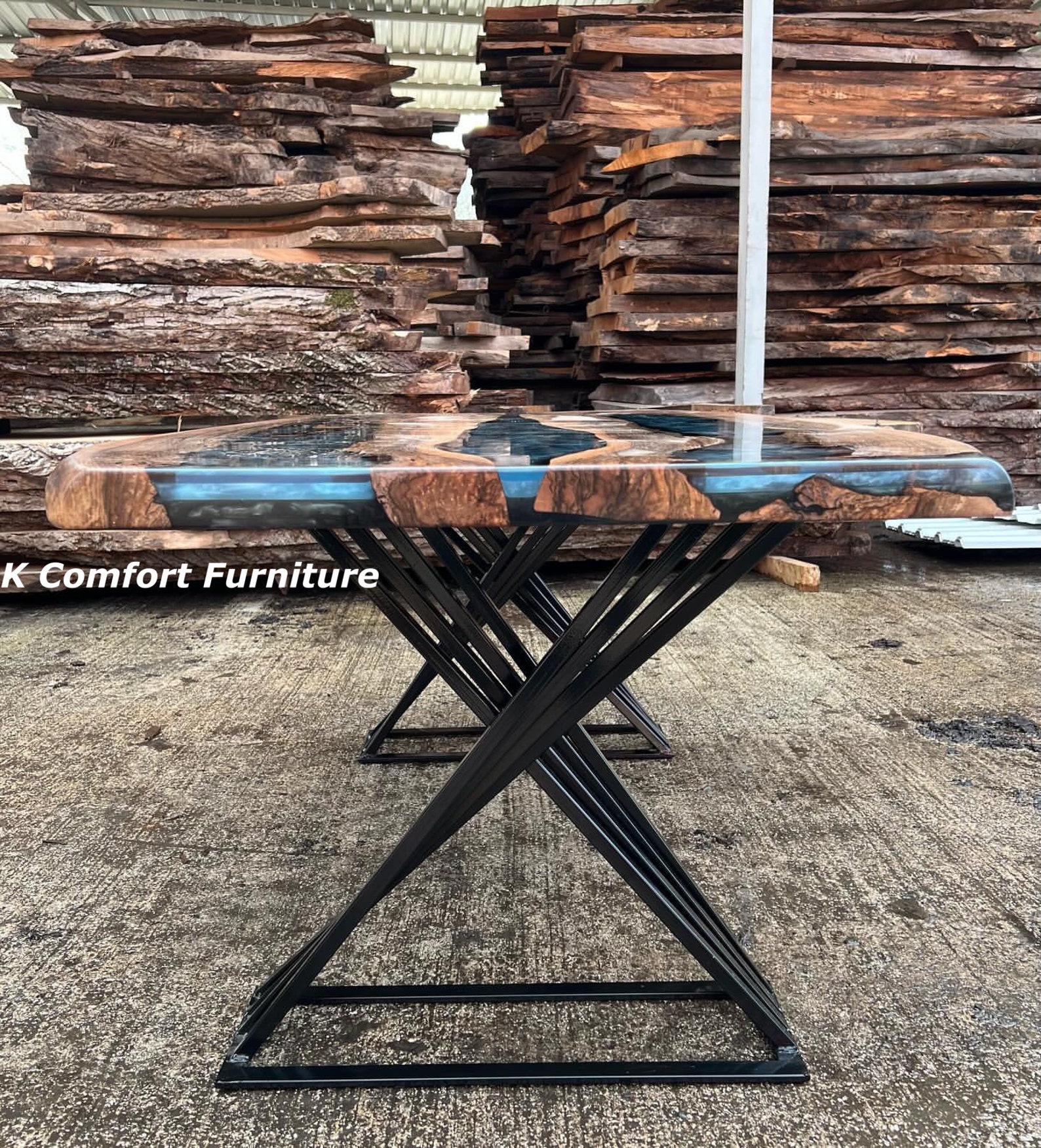 Epoxy Wooden Table / Live Edge Table /epoxy Ocean River Table / Natural ...