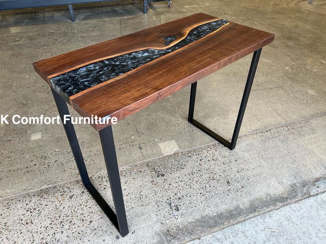 Black Swirl Epoxy Table/ Live Edge Table /wooden Table/ Epoxy River ...