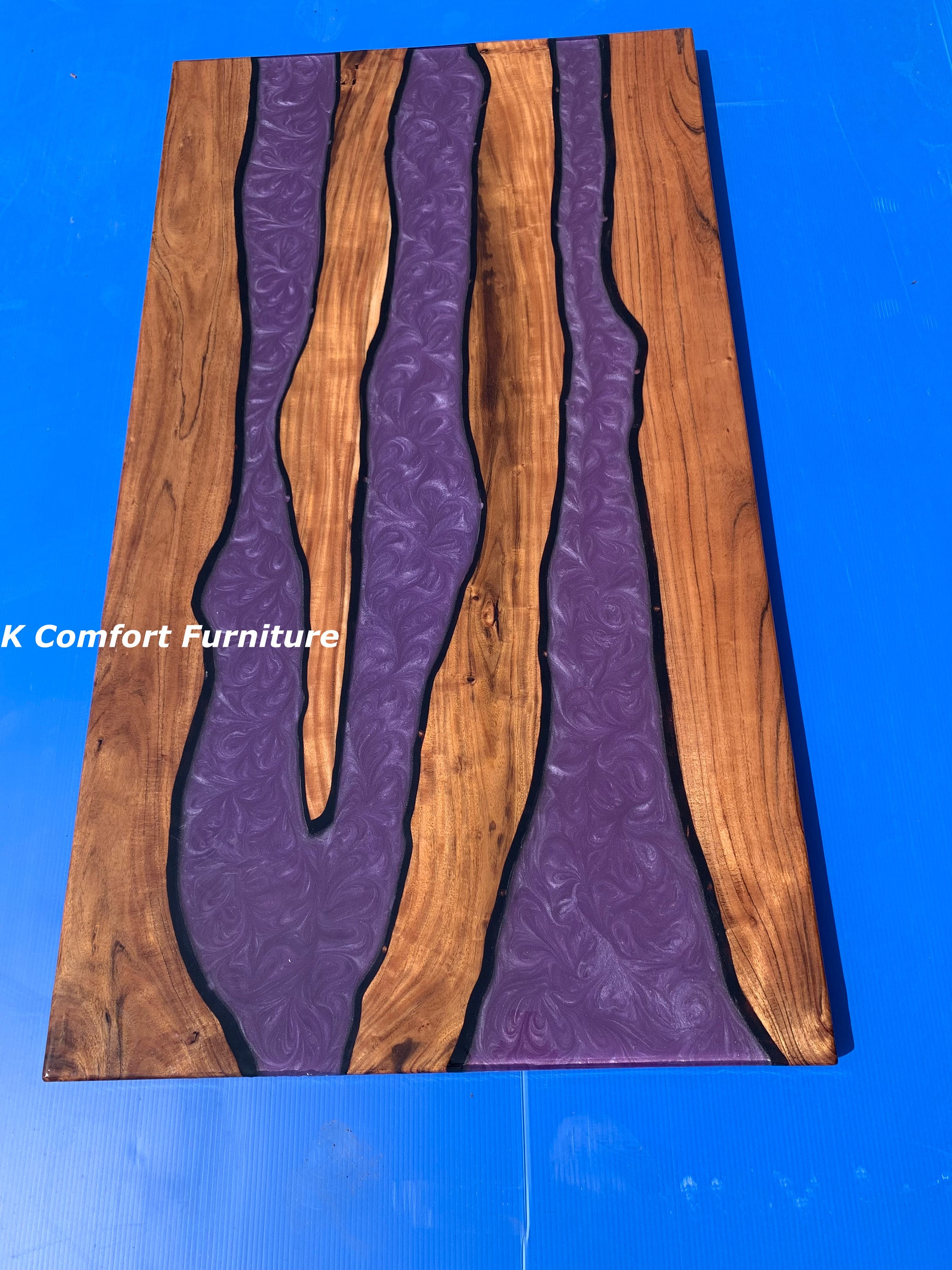 Purple Epoxy Table / Live Edge Table / Epoxy Ocean River / Natural Wood ...