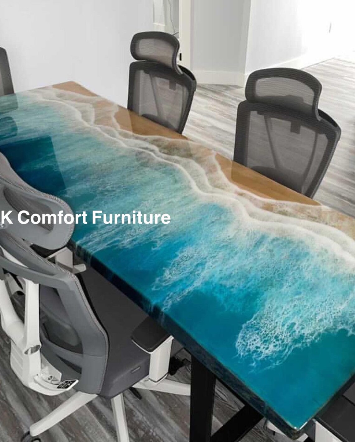 Sea Waves Epoxy Table / Live Edge Wooden Table / Epoxy Waves Table ...