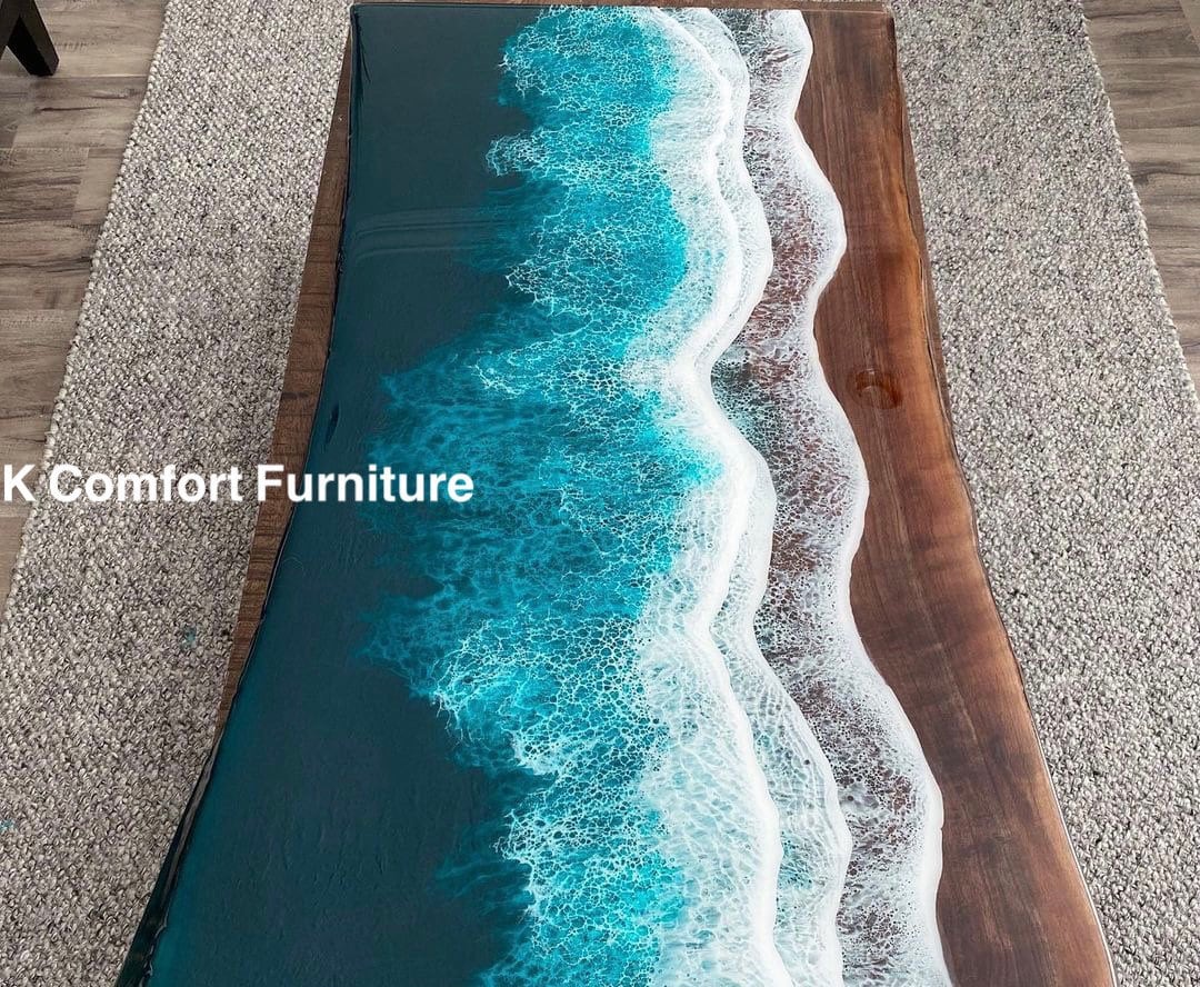 Sea Waves Epoxy Table Live Edge Table Epoxy Ocean Table - Etsy