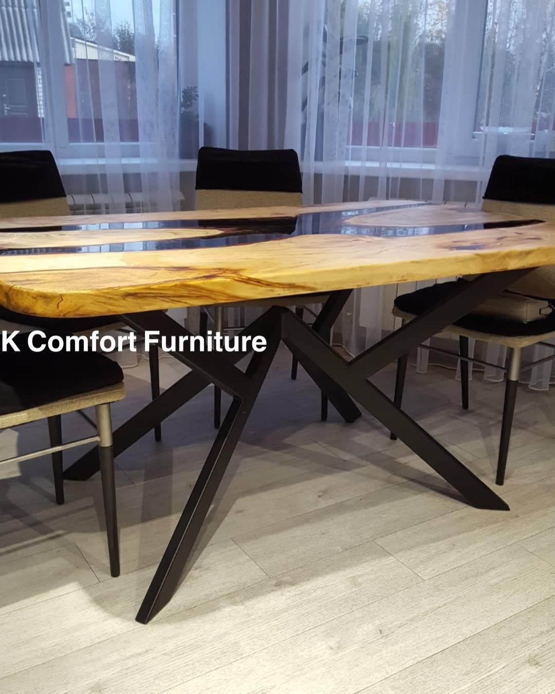 Black Transparent Epoxy Table, Live Edge Table , Epoxy Ocean River ...