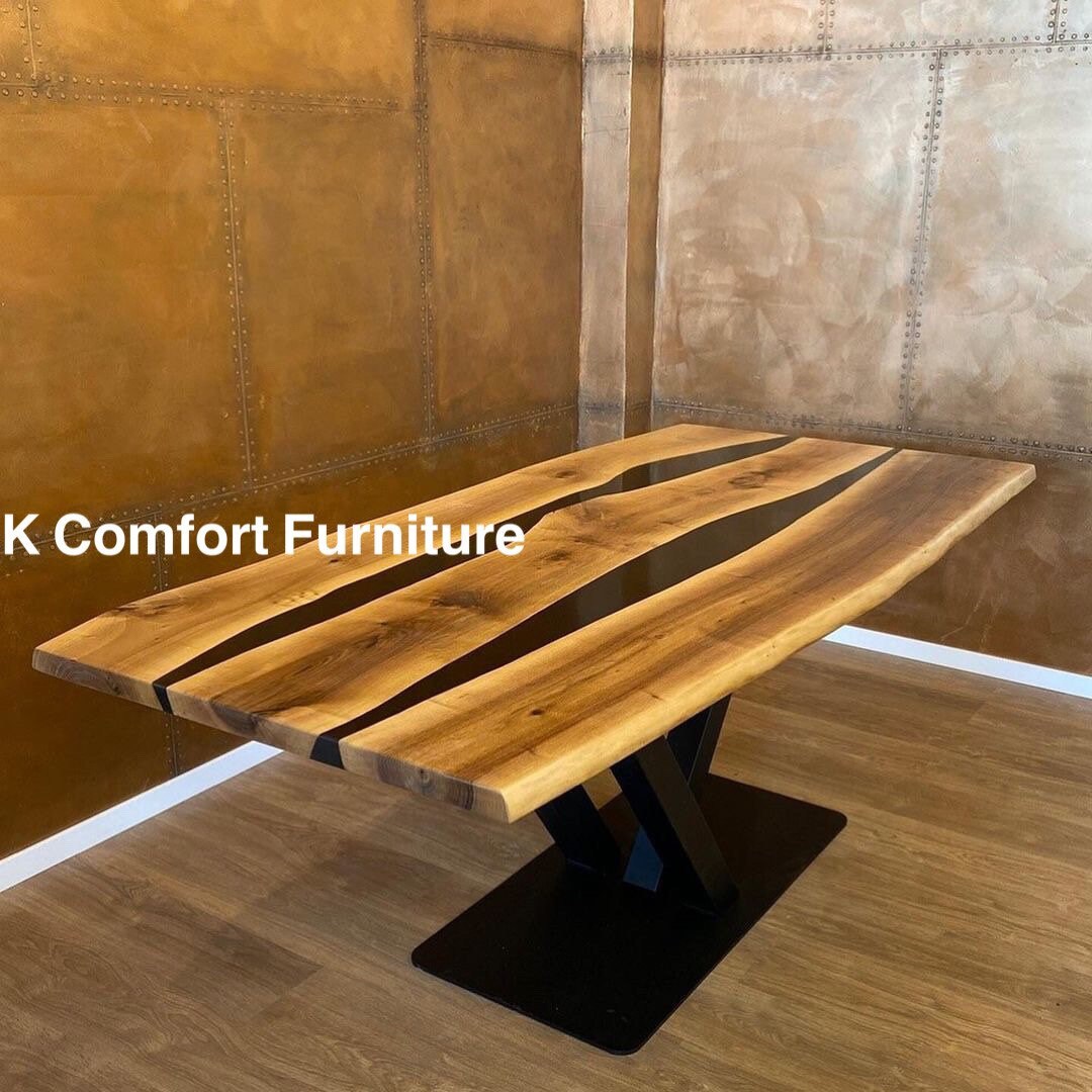 Black River Table, Live Edge Wooden Table , Epoxy Ocean River Table ...
