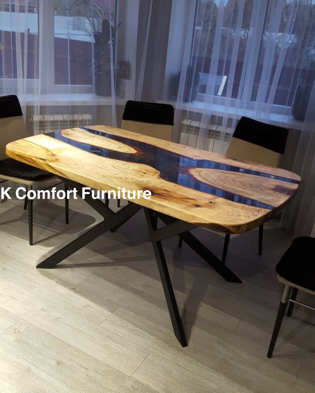 Black Transparent Epoxy Table, Live Edge Table , Epoxy Ocean River ...